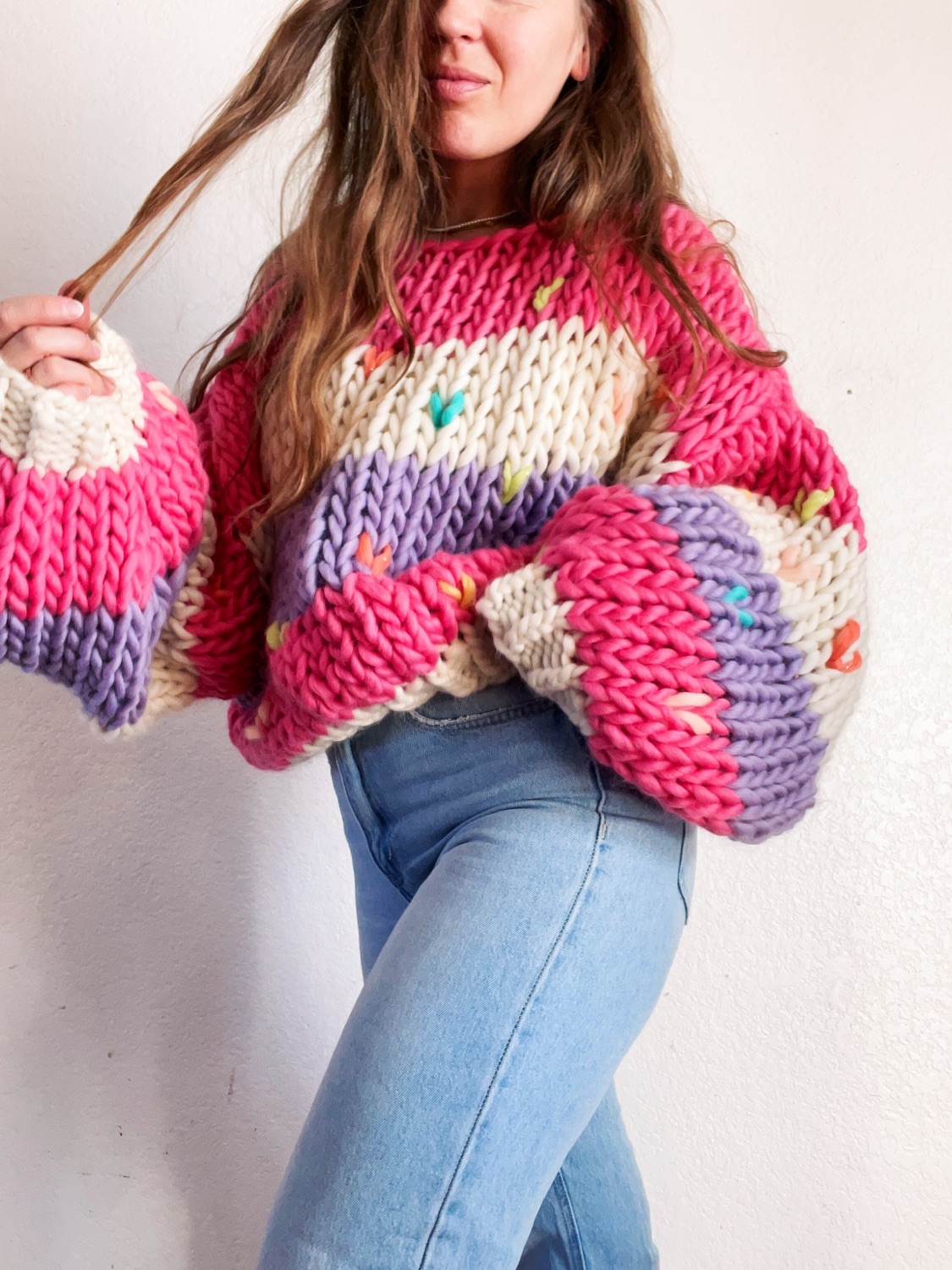 The Cropped Striped Winter Sweater | Valentines Edition – happy love co