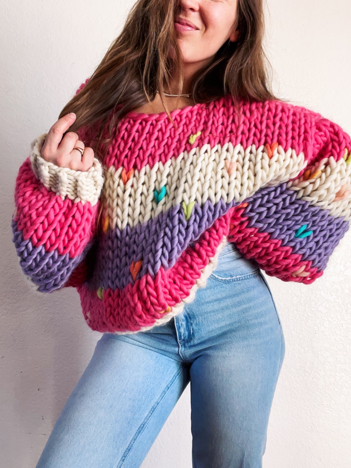 The Cropped Striped Winter Sweater | Valentines Edition – happy love co